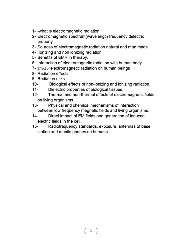 Effect of Electromagnetic Radiation On Human Beings | PDF ...
