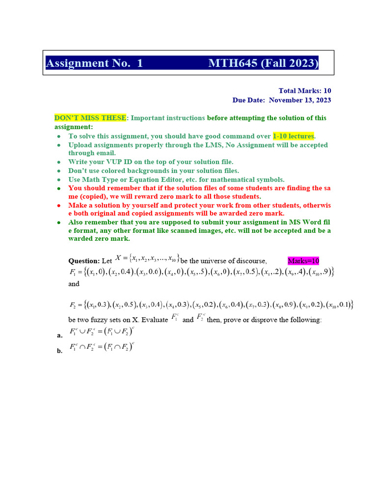 Fall 2023 - MTH645 - 1 | PDF