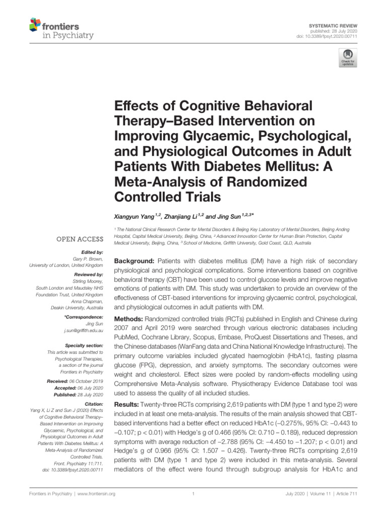 Jurnal Effect Of Cbt Intervention Pdf Cognitive Behavioral Therapy