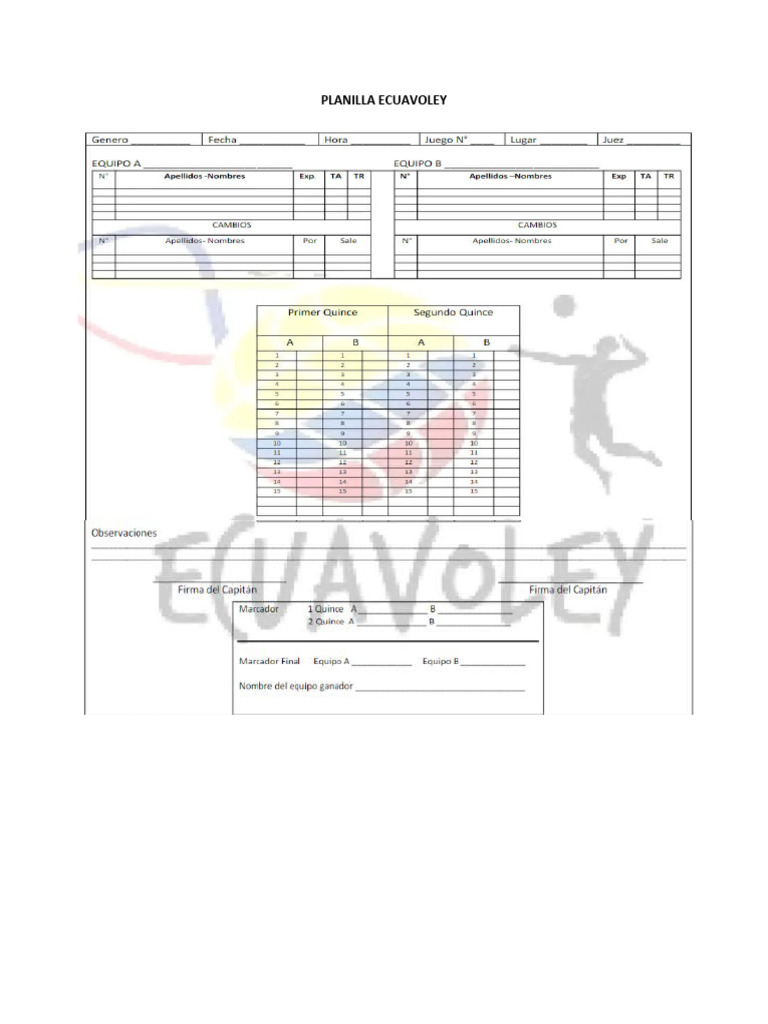 Planilla Ecuavoley | PDF