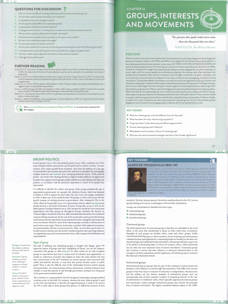 Chapter 12 Groups, Interests and Movements | PDF | Democracy ...