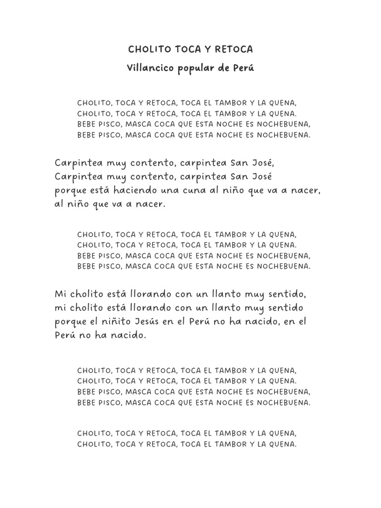 Villancico Cholito Toca y Retoca | PDF | Arte | Religión y espiritualidad