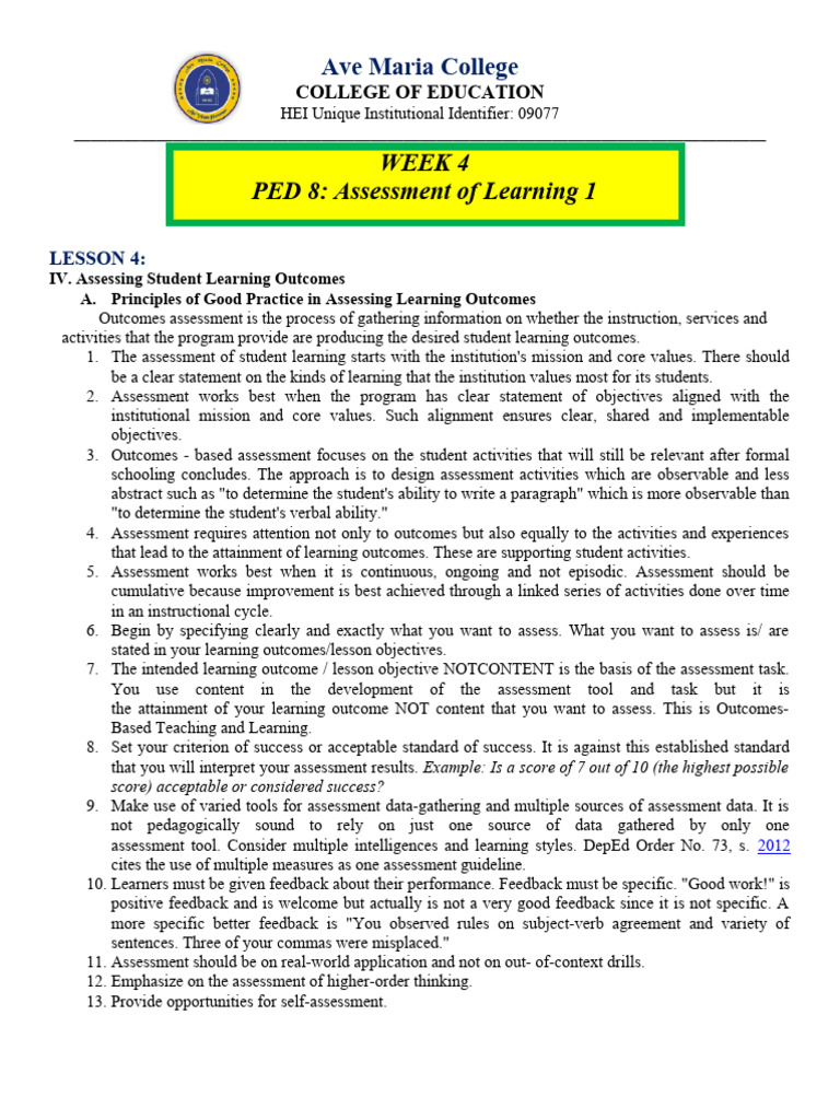 PED 8 - Hand-Outs Week 4 | Download Free PDF | Rubric (Academic ...