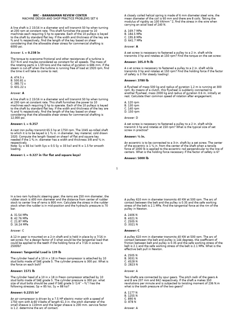 MDSP Set 6 | PDF | Belt (Mechanical) | Strength Of Materials