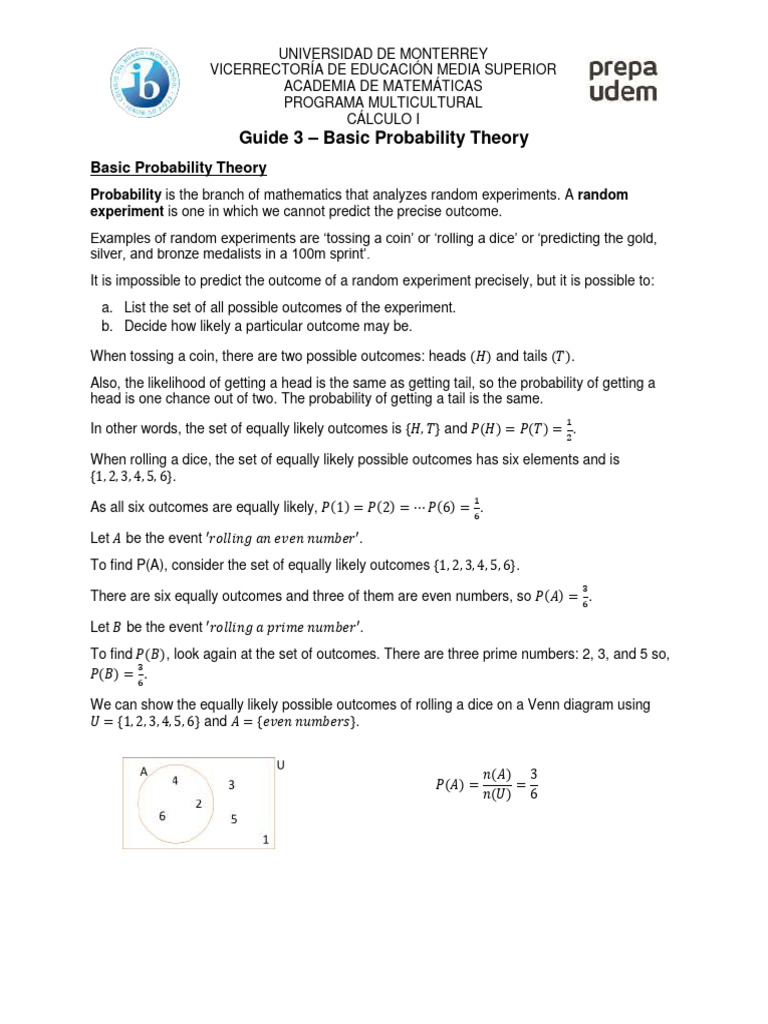 3 - Basic Probability Theory - MC - Guide and Lab | PDF | Probability ...