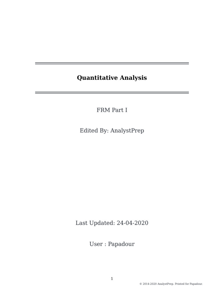 FRM-1 Ch-2 Quantitative Analysis - Q | PDF | Estimator | Variance
