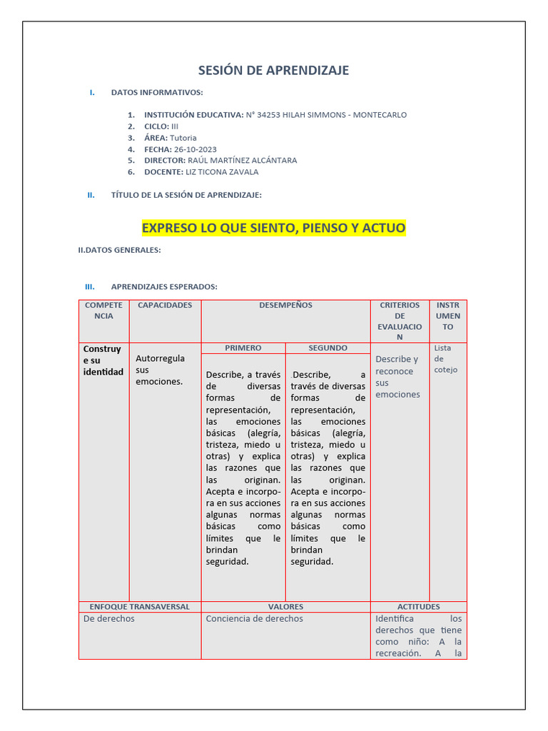sesion de tutoriaaa | PDF | Maestros | Aprendizaje