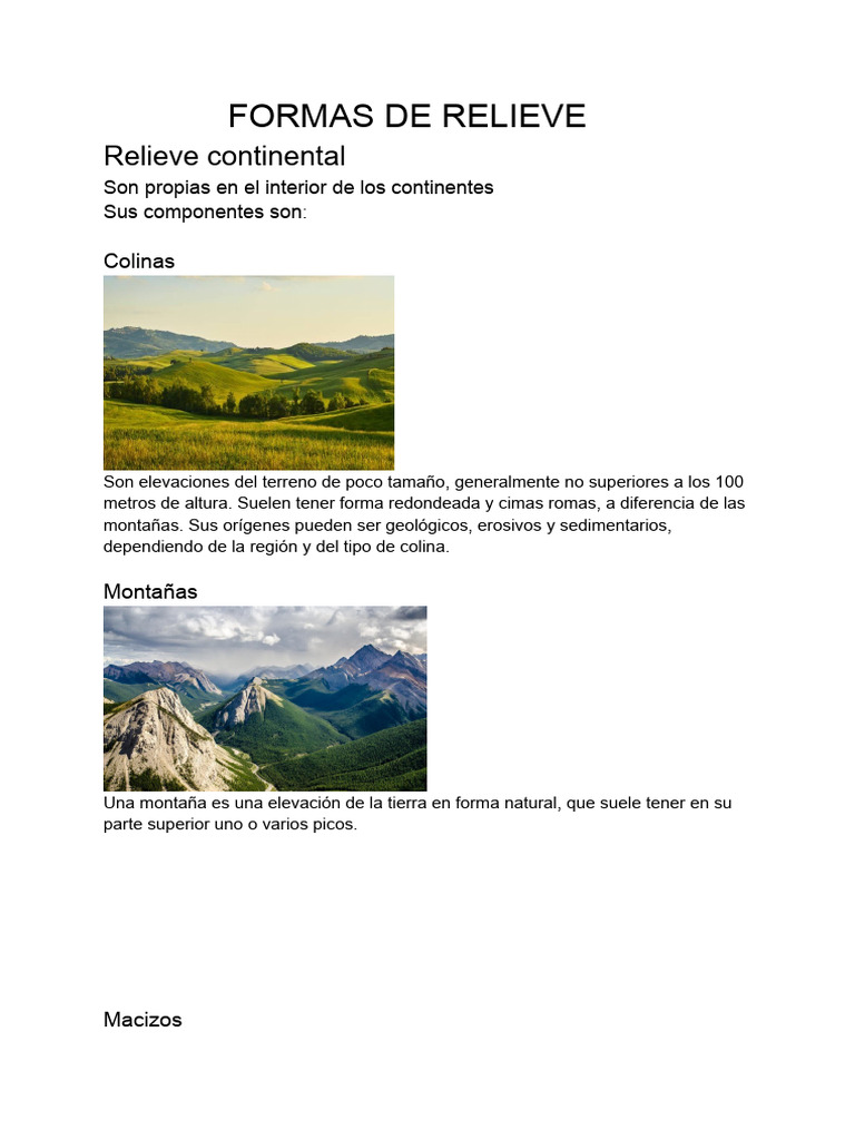 Partes y Tipos de Relieve Terrestre | PDF | Estuario | Montañas
