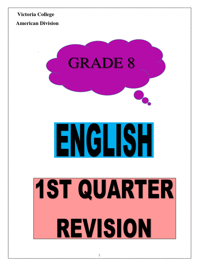 Grade 8 (1ST Quarter Revision) - 1 | PDF | Subject (Grammar ...