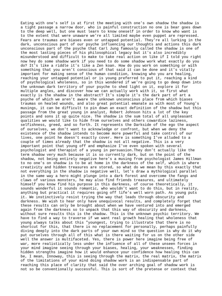 The Shadow | PDF | Shadow (Psychology) | Unconscious Mind