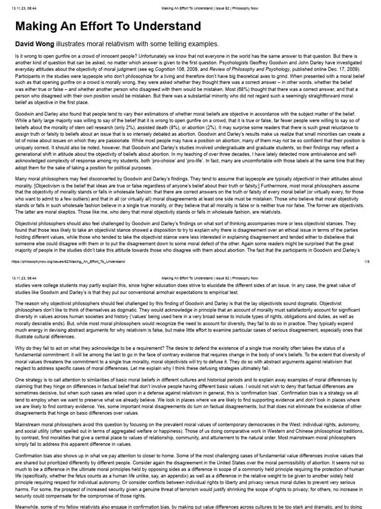 Making An Effort To Understand - Issue 82 - Philosophy Now | PDF ... Making An Effort To Understand - Issue 82 - Philosophy Now | PDF ...