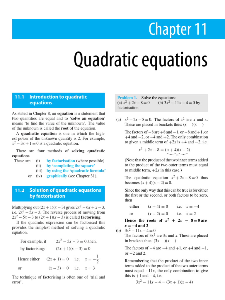 Quadratic Equations | PDF | Quadratic Equation | Equations
