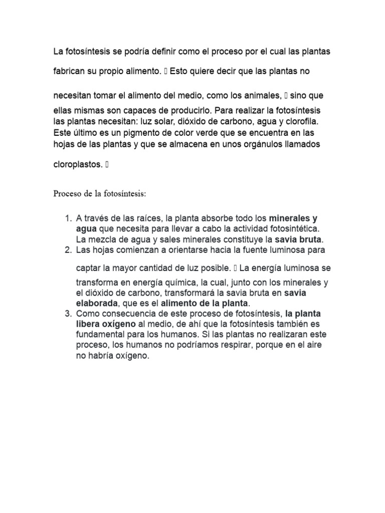 La Fotosíntesis Se Podría Definir Como El Proceso Por El Cual Las ...