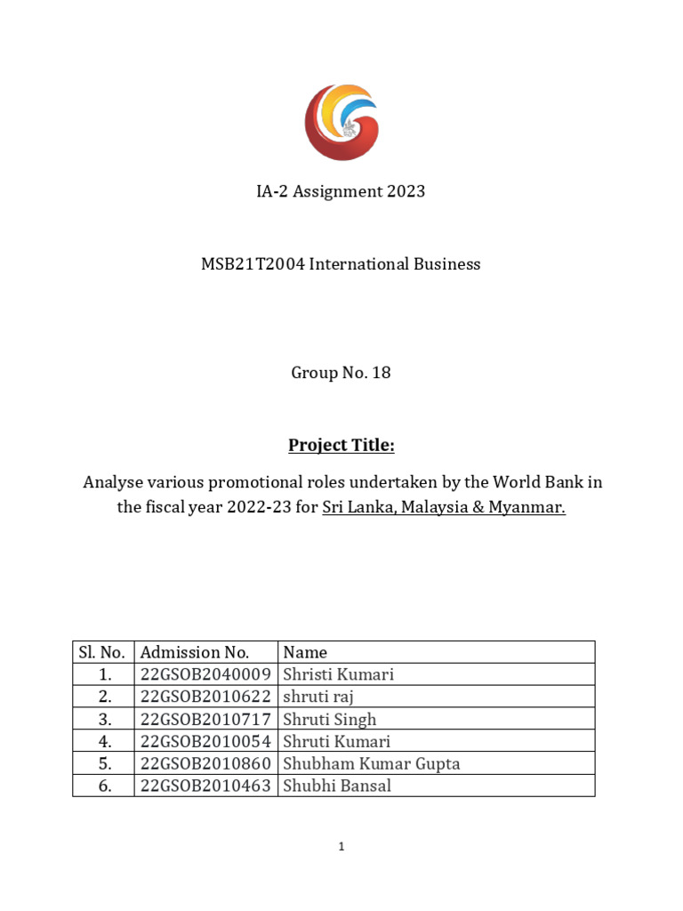 Group 18 Ib Project | PDF | World Bank | Poverty Reduction