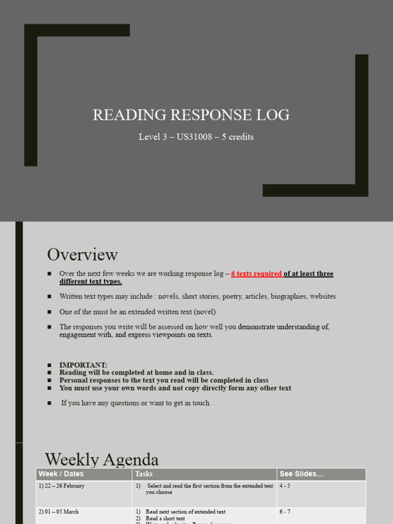 Reading Response Instructions (Esol Level 3) | PDF | Cognitive Science ...