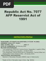 Republic Act No. 7077 Citizen Armed Forces of The Philippines Reservist ...