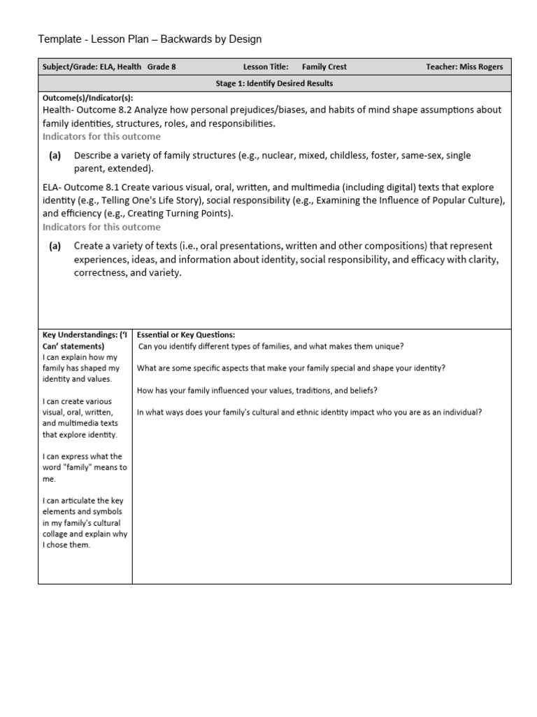 Lesson Plan For Internship | Download Free PDF | Identity (Social ...