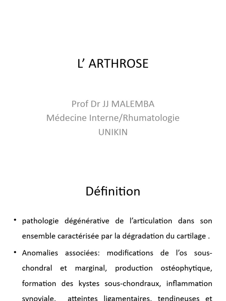 Définition et Épidémiologie de l'Arthrose | PDF | Arthrose | Médecine