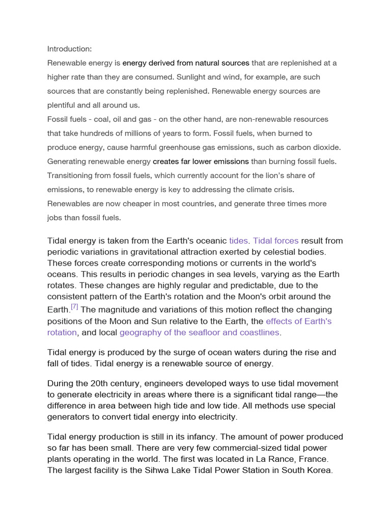 Assignment Tidal Energy Pdf Power Station Renewable Energy