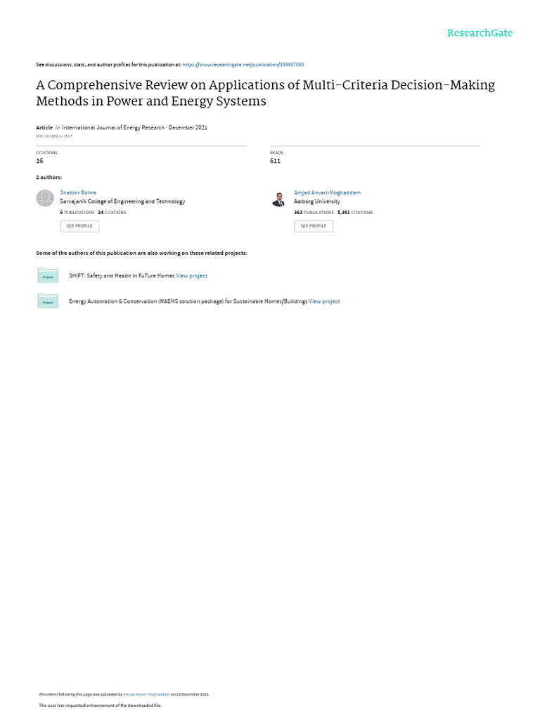 A Comprehensive Review on Applications of MCA | PDF | Renewable Energy | Sustainable Energy
