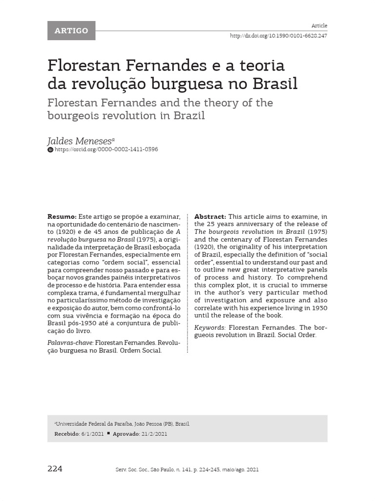 Florestan Fernandes e A Teoria Da Rev Burguesa No Brasil | PDF | Sociologia | Marxismo