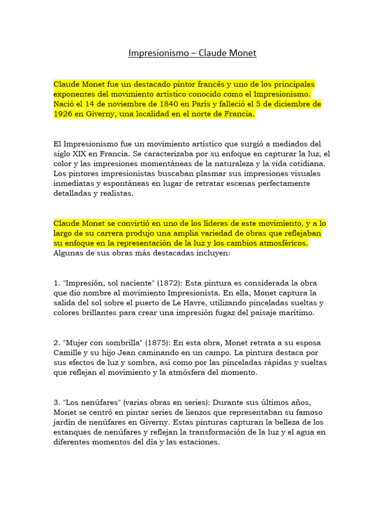 2 Impresionismo - Claude Monet | PDF | Claude Monet | Impresionismo