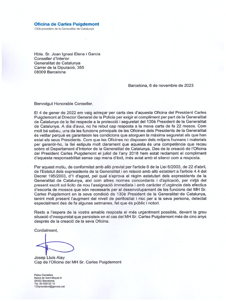 Carta Conseller Elena | PDF