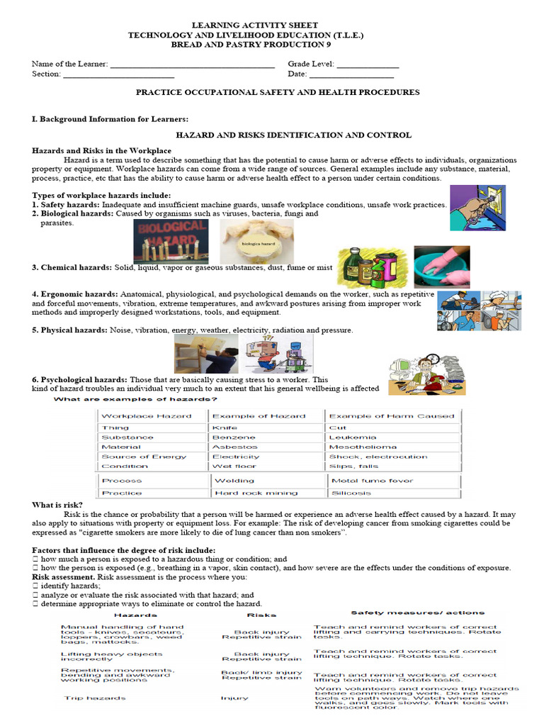 BPP-Lesson 4 LO1 | PDF | Hazards | Occupational Safety And Health