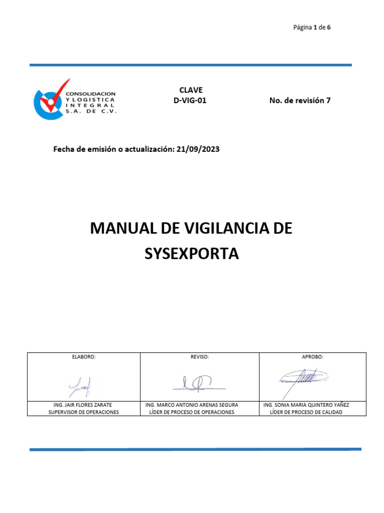 D-Vig-01 Manual de Vigilancia de Sysexporta Rev 7 | PDF | Blog | Vigilancia
