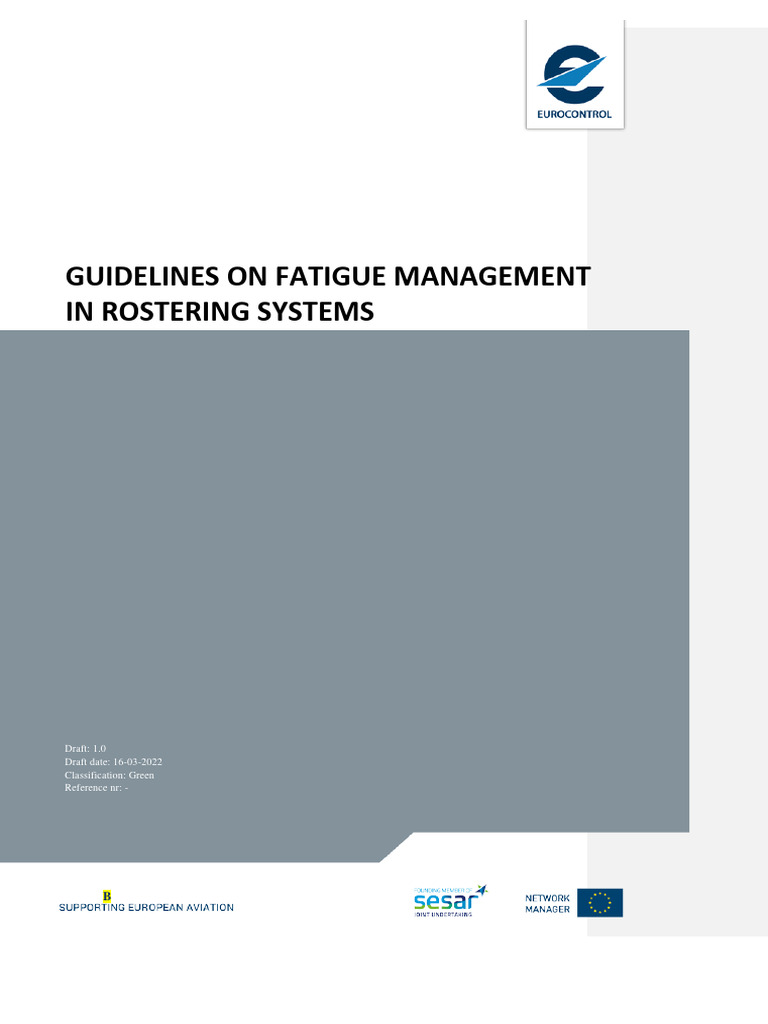 Guidelines On Fatigue Management in Rostering Systems - After WG2 | PDF ...