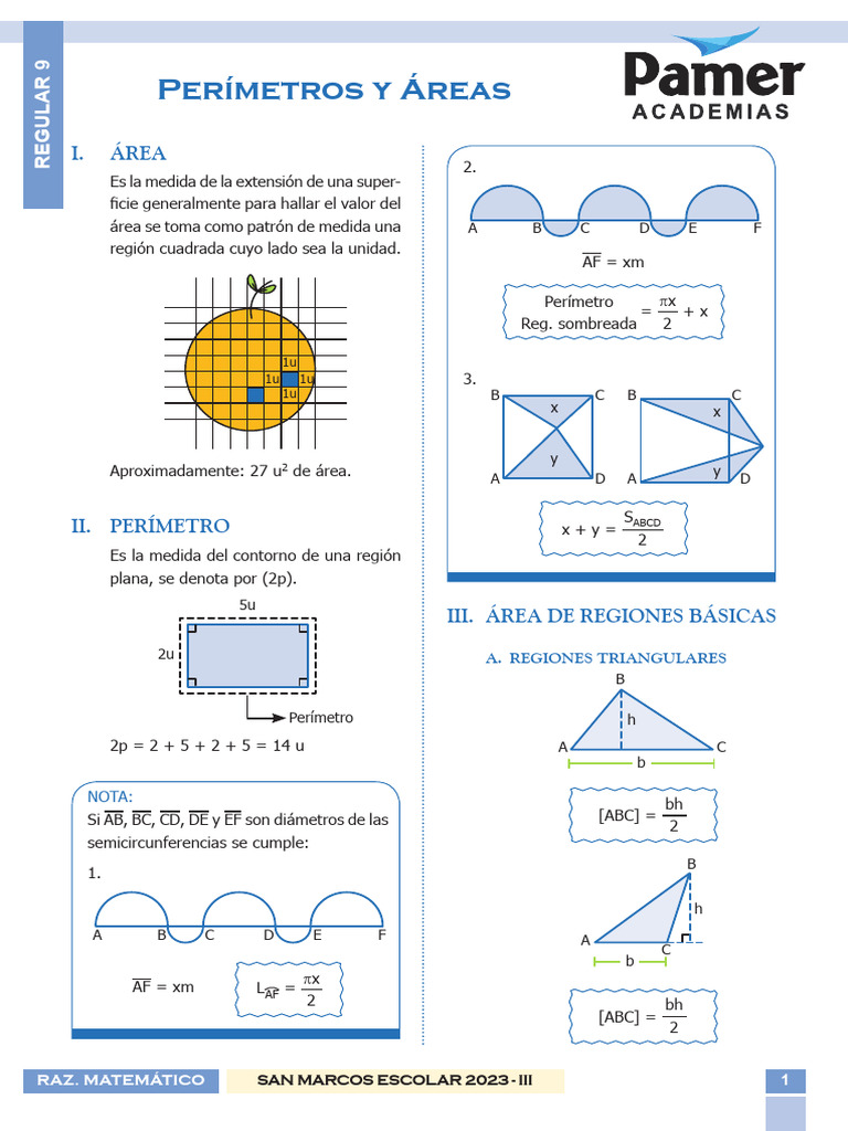 Razonamiento Matemático Perímetros y áreas | PDF | Zona | Triángulo