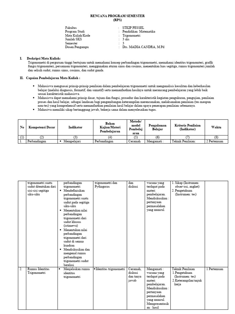 RPS Dan Sap Trigonometri | PDF