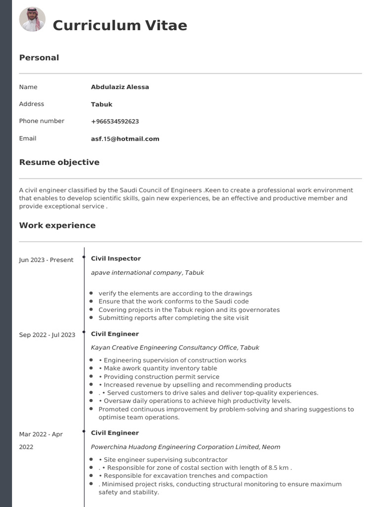 CV Abdulaziz Alessa #1 | PDF | Engineering | Business