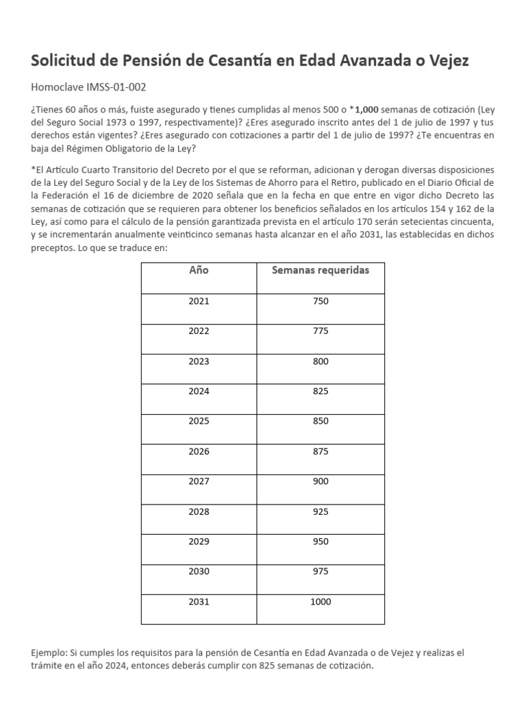 Solicitud de Pensión de Cesantía en Edad Avanzada o Vejez | Descargar gratis PDF | Certificado ...