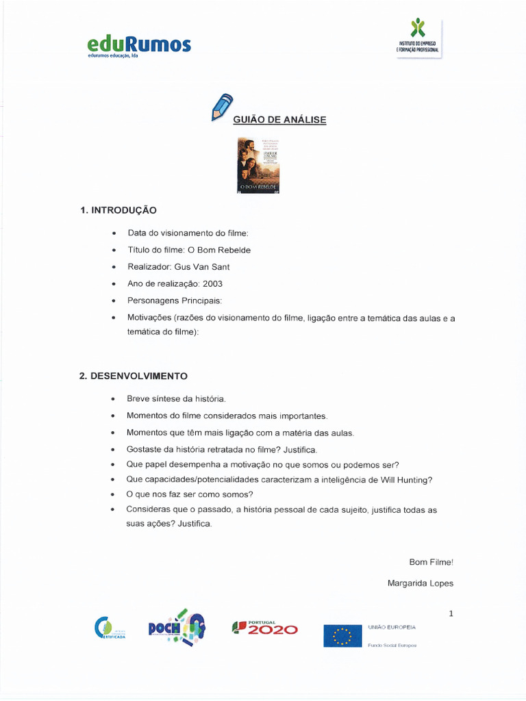 Guião de análise Bom Rebelde | PDF