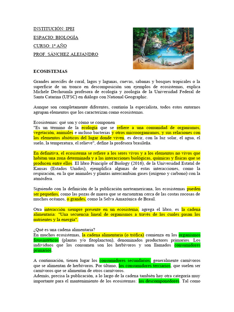 Ecosistemas 1 | PDF | Ecosistema | Entorno natural
