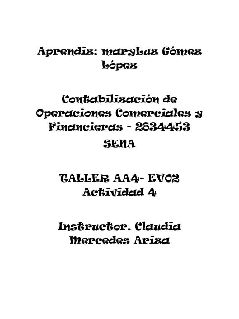 Taller AA4-EV02 Actividad 4 | PDF | Economias