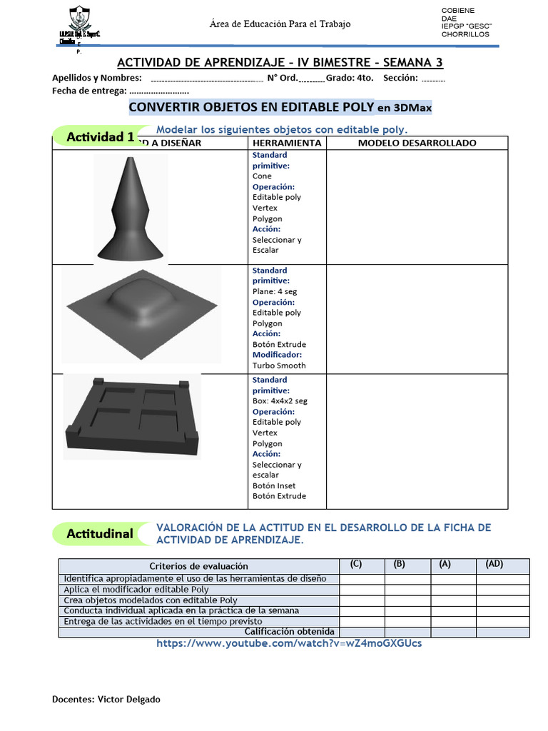 S3 - Act Aprend Modelado de Objetos Con Editable Poly | PDF | Aprendizaje | Modificación de ...