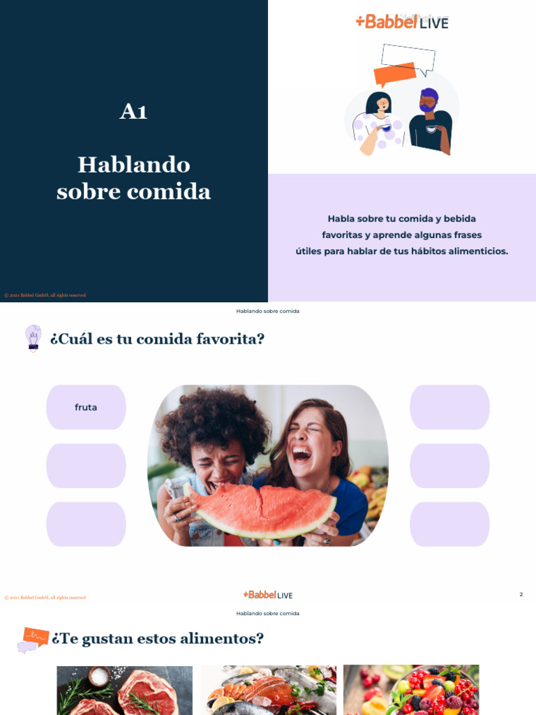 01 CLASE - SPA - A1 - 17 Hablando Sobre Comida | PDF | Vegetales | Comida y bebida