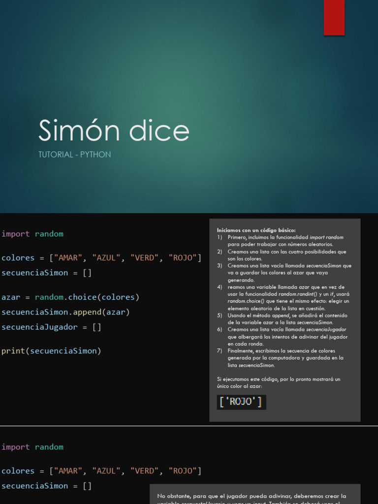 Simón dice - Tutorial | PDF | Python (lenguaje de programación ...