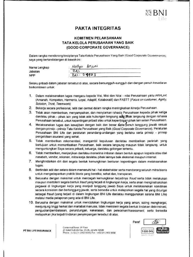 Pakta Integritas - Compressed | PDF