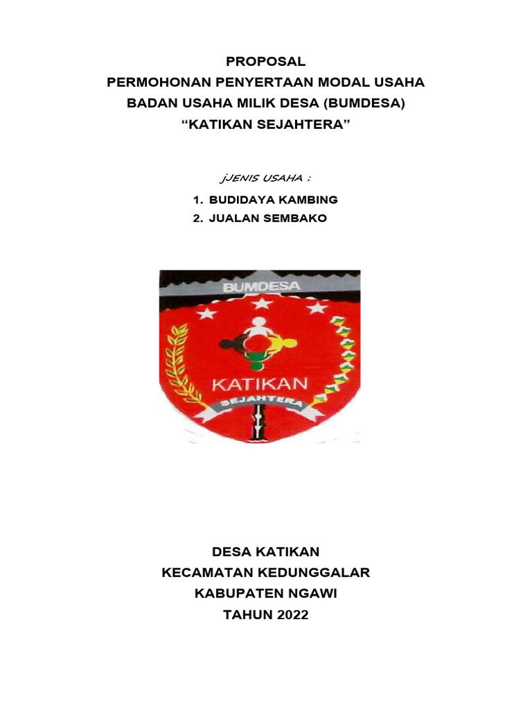 Proposal Modal Usaha BUMDesa Katikan | PDF