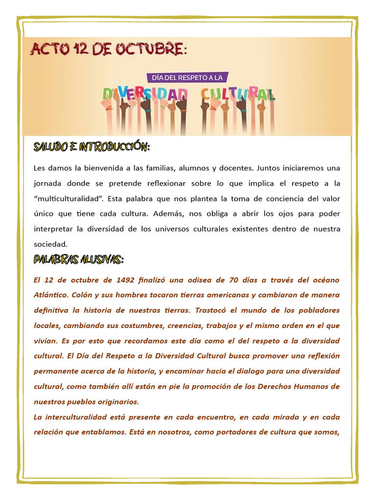 Acto 12 de Octubre | PDF | Sociedad