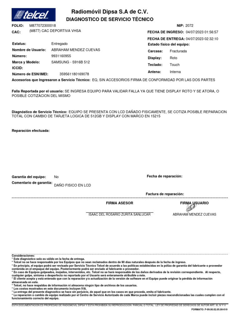 Radiomóvil Dipsa S.A de C.V.: Diagnostico de Servicio Técnico | PDF ...