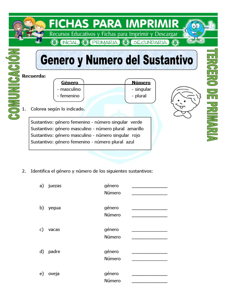 Sophie Vélez Cuartas - TALLER DEL SUSTANTIVO Y ARTICULO 4º | PDF ...