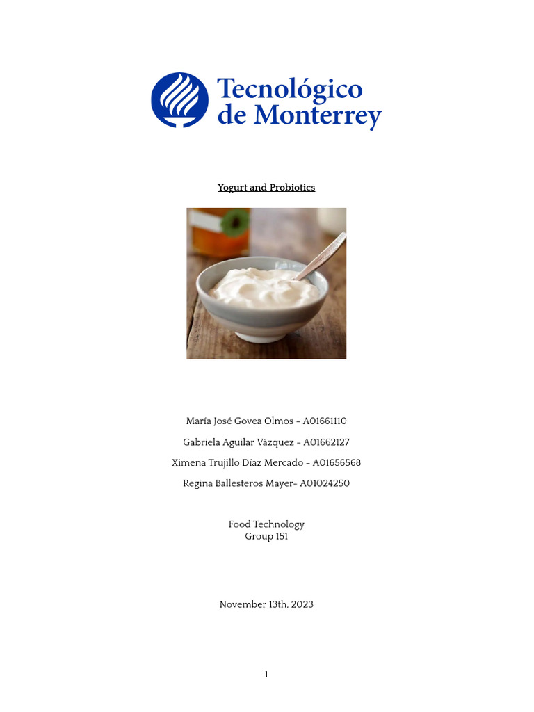 Yogurt and Probiotics (Activity) | PDF | Milk | Yogurt