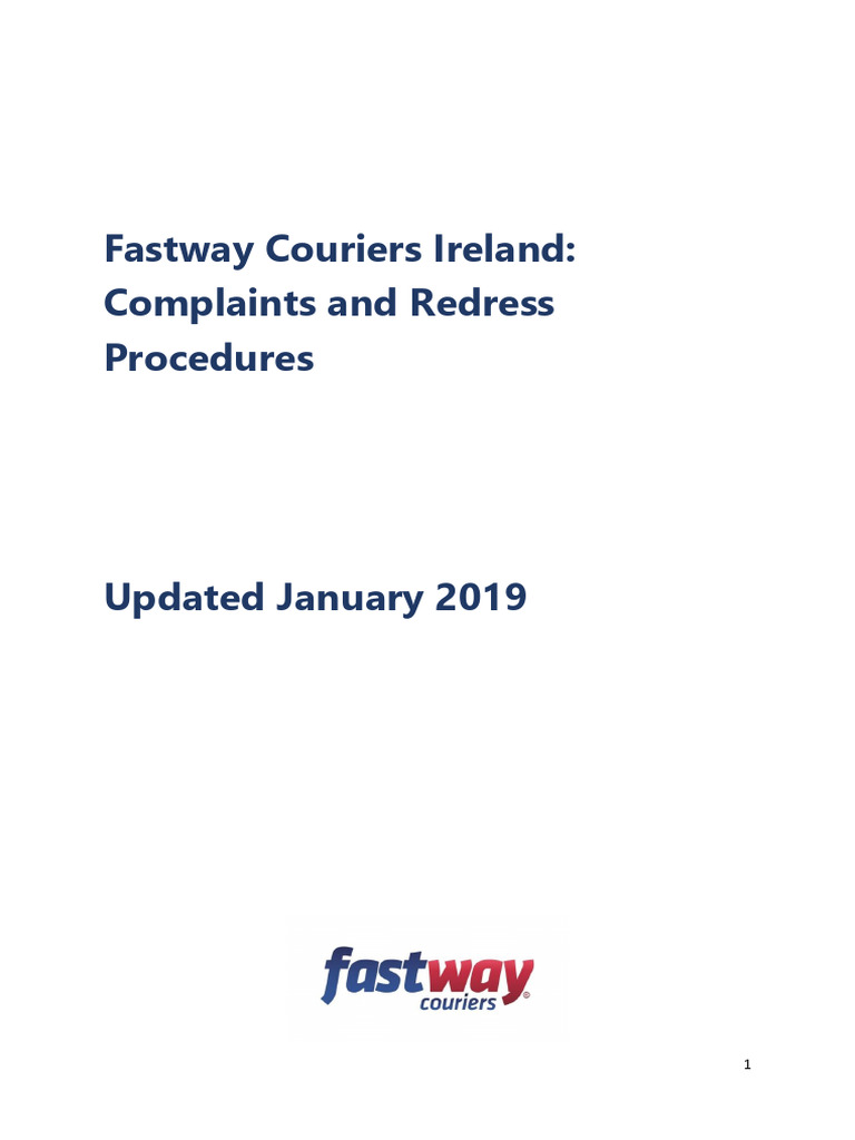 Fastway Couriers Ireland Complaints and Redress Procedures Jan19 | PDF ...