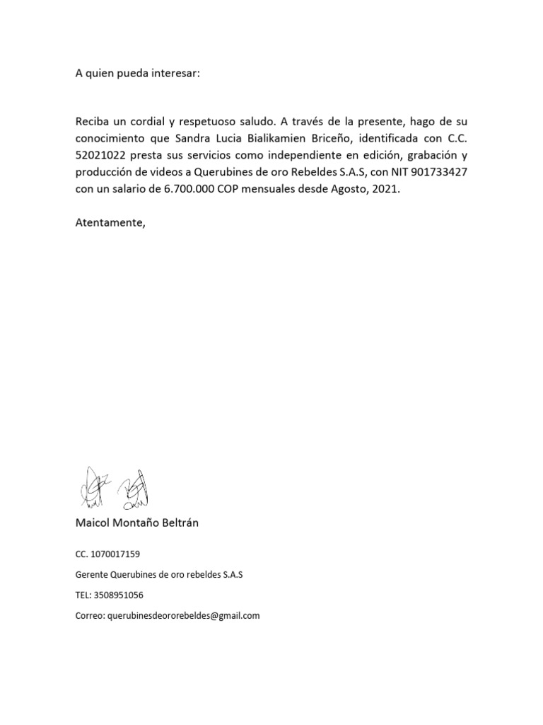 A Quien Pueda Interesar | PDF