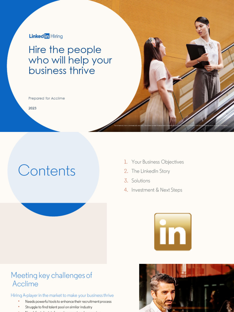 LinkedIn Talent Solution Proposal - Acclime | PDF | Linked In | Recruitment