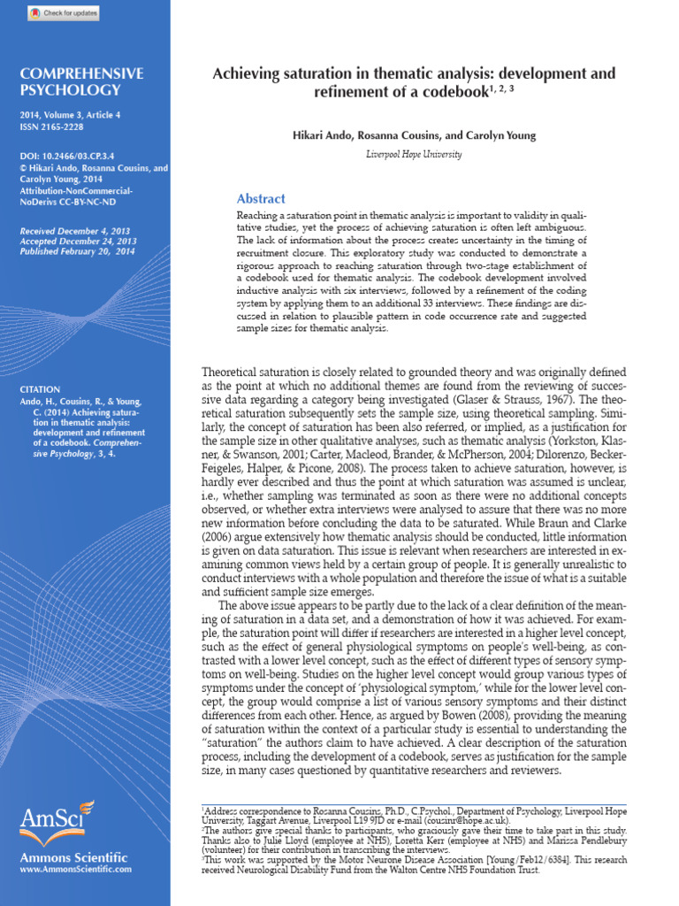Ando Et Al 2014 Thematic Analysis Codebook Pdf Multiple Sclerosis 0125